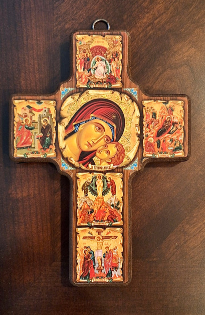 Orthodox Hanging Cross with icons (432TH) – orthodoxmonasteryicons.com