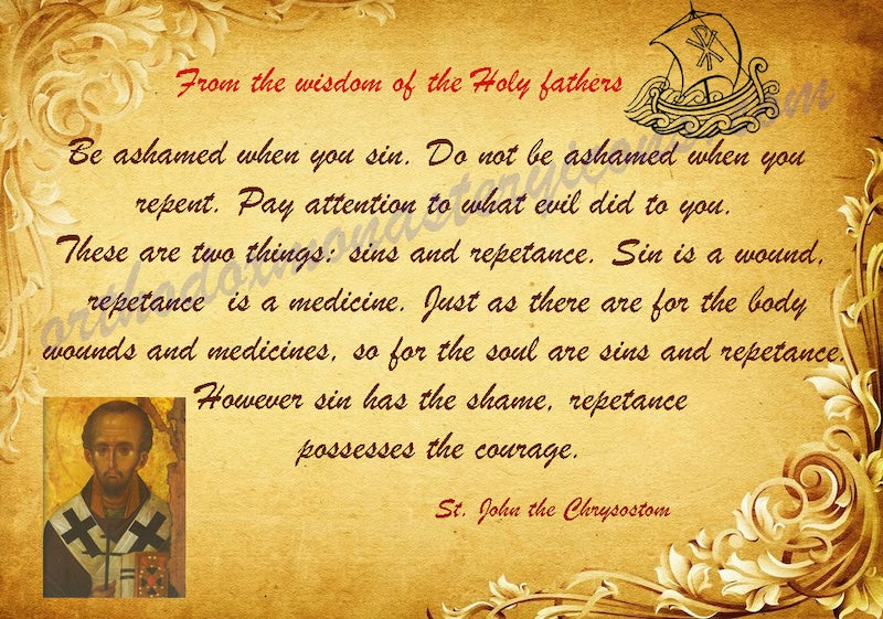Plaque with the wisdom of Holy Fathers (St. John Chrysostom 2 ...