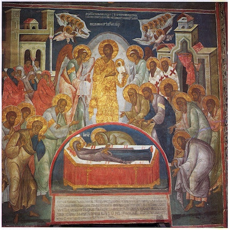 Greek orthodox icon of the Dormition of the Panagia, Virgin Mary ...