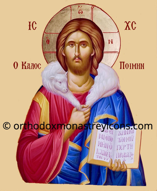 Greek orthodox icon of Christ the Good Shepherd ...