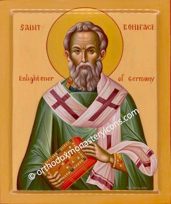 Greek byzantine orthodox icon of Saint Boniface, Apostle to the Germans ...