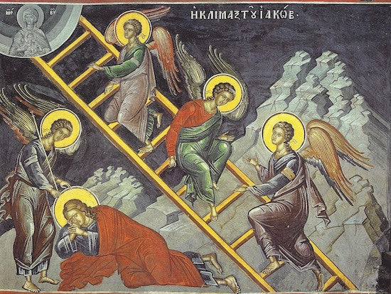 Greek orthodox icon of the Vision of the Ladder of Jacob ...
