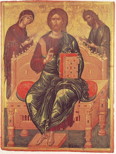 Greek orthodox icon of "Supplication", "Deisis" (4 ...