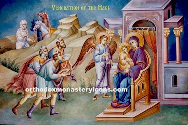 Greek orthodox icon of the Veneration of the Magi ...